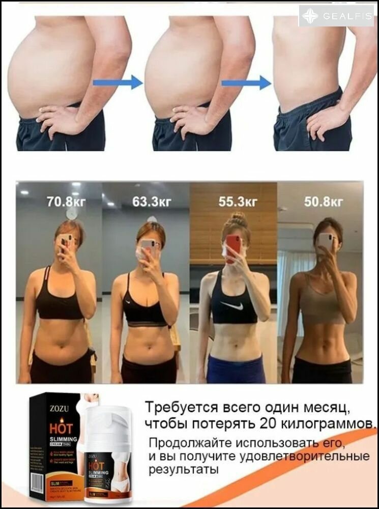 Крем для похудения, Быстрое похудение без возврата веса, жиросжигатель для против подкожного жира 50 г