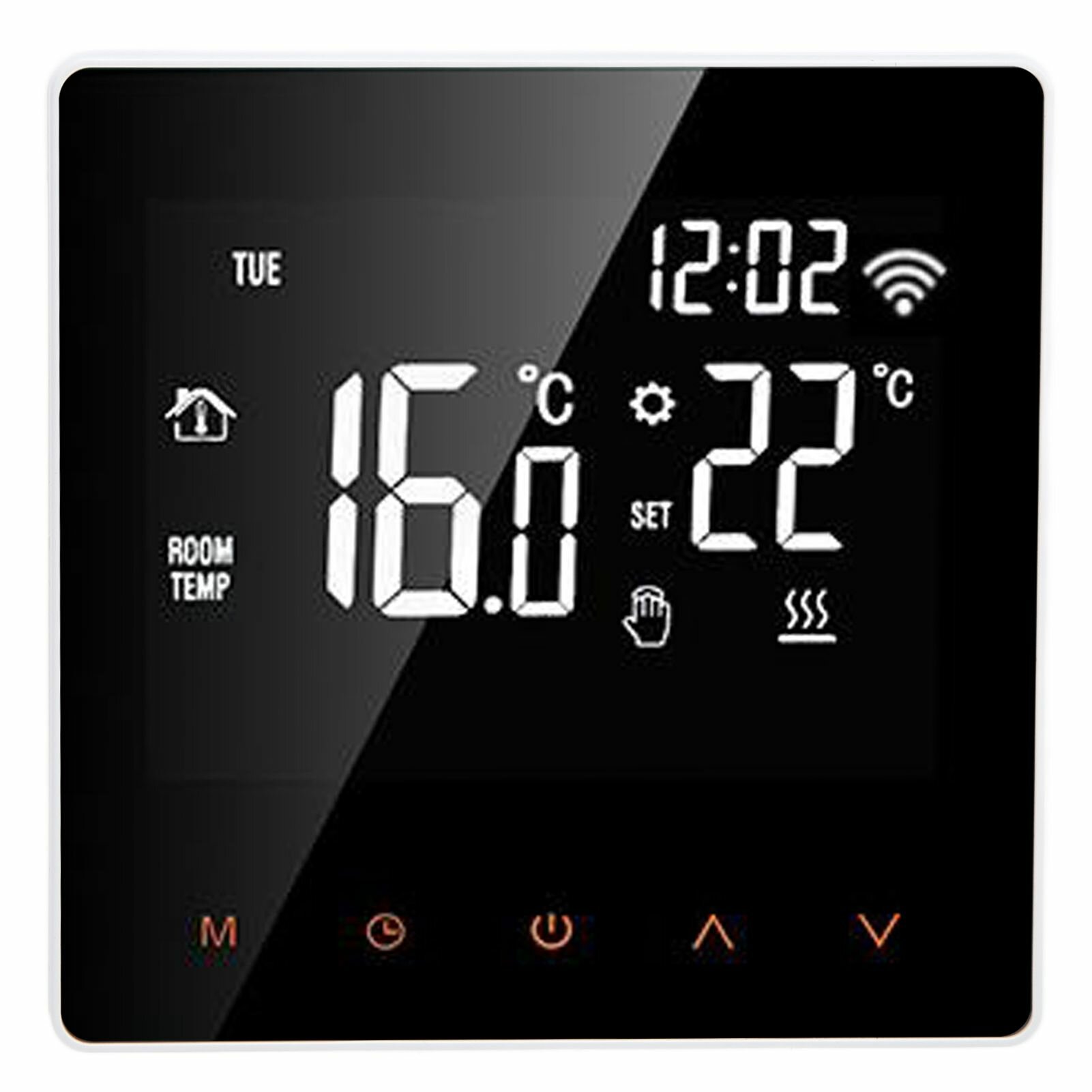ME81H Умный WIFI LCD Термостат для водяного теплого пола, настенный котел, электрический теплый пол, AC230V, белый фон, оранжевая кнопка, 3A