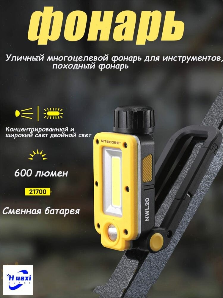 Фонарь Nitecore "NWL20", прожектор, 600 лм, дальность 93 м, USB-C