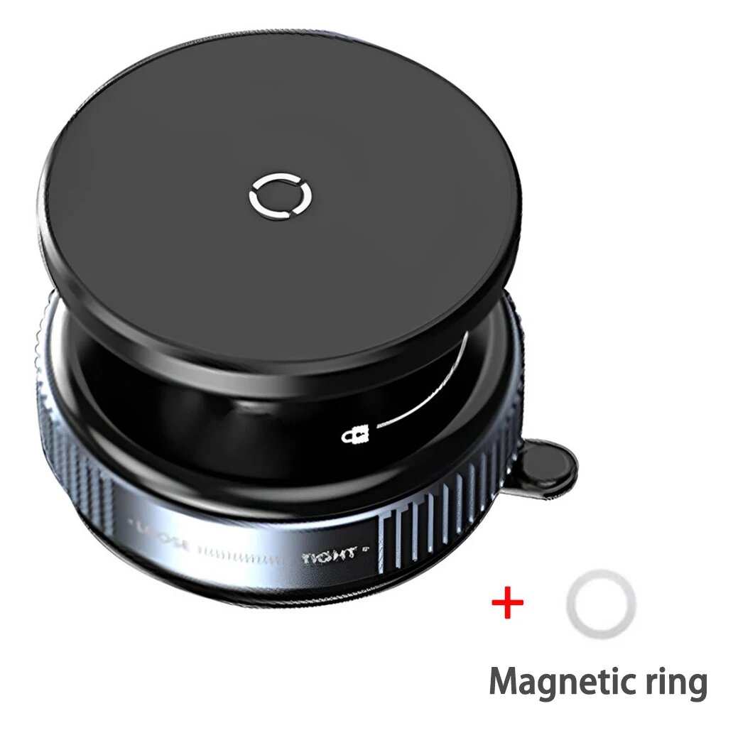 Магнитный вакуумный автомобильный держатель для телефона Magsafe, интеллектуальное автомобильное крепление 360° ° Вращающийся магнитный вакуумный адсорбционный кронштейн на присоске для автомобиля Black