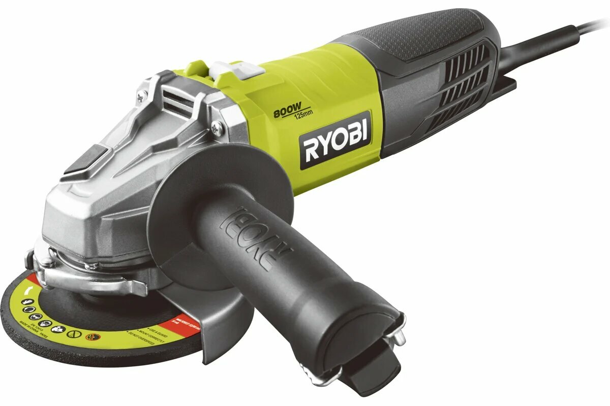 Угловая шлифмашина RYOBI RAG800-125S, 800Вт, 125мм, 12000об/мин, сумка