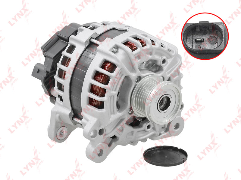 Генератор (140 A, 6PK, с муфтой свободного хода) LYNXauto EA-1321. Для: VW Golf VII 1.6 14-17 / POLO V 1.0 14-17 / POLO VI 1.0 17-21 / CADDY IV 1.6 15