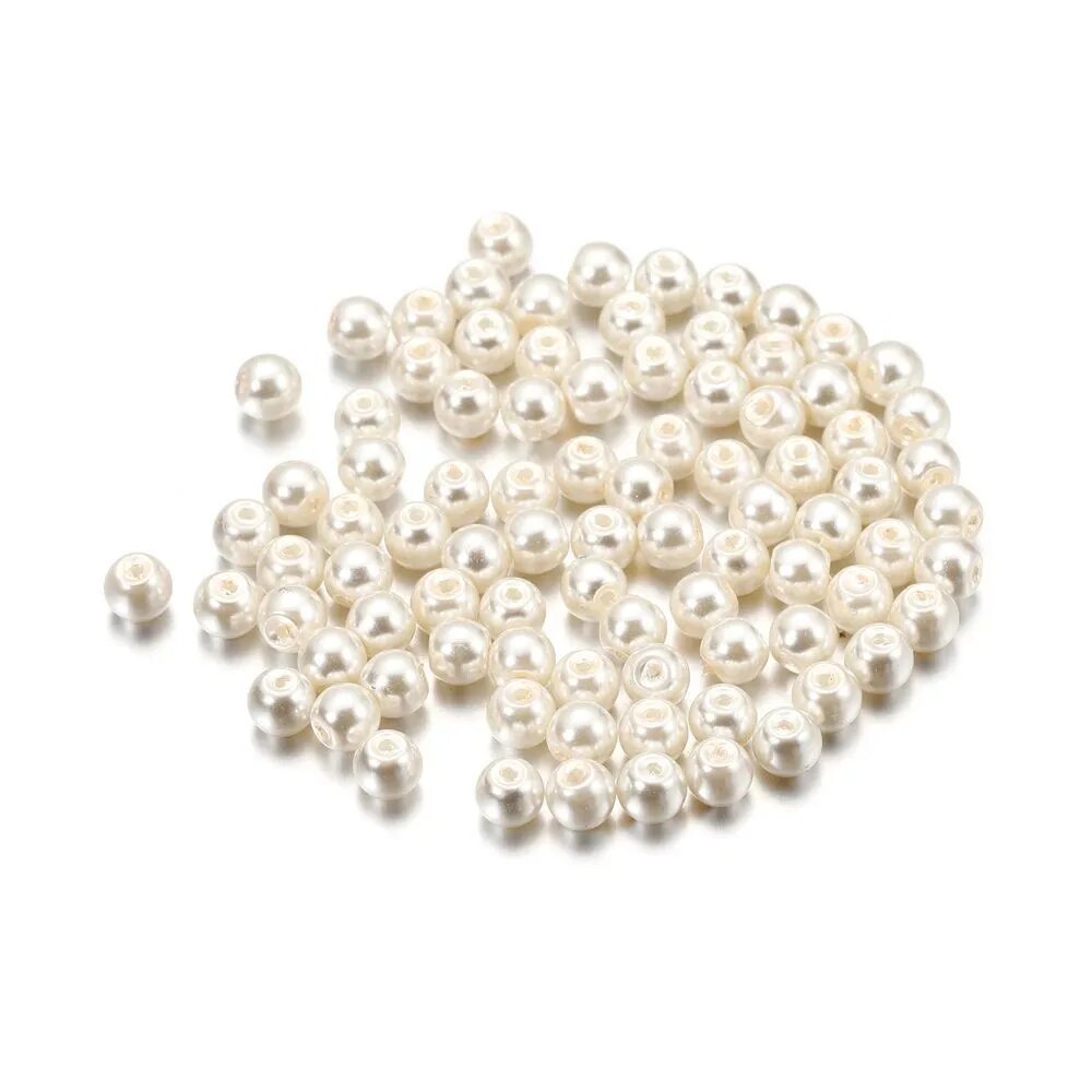 Бусины круглые перламутровые для рукоделия и сумок 4 мм, 100 шт, цвет бежевый