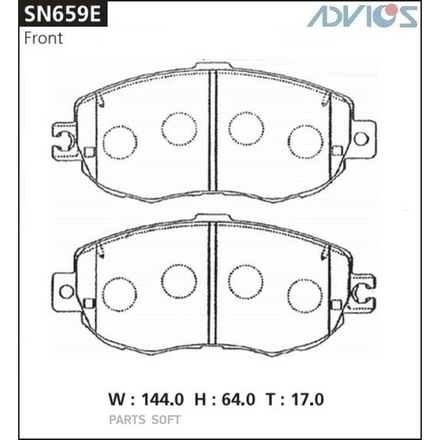 Колодки тормозные от официального дистрибьютора, ADVICS, артикул SN659E