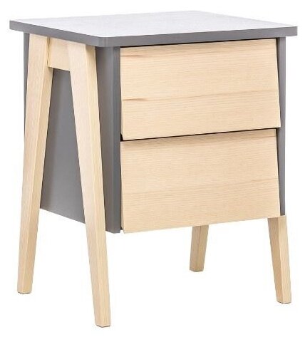 Тумбочка "Сканди" 2 ящ. (Натуральное дерево/серый ясень)