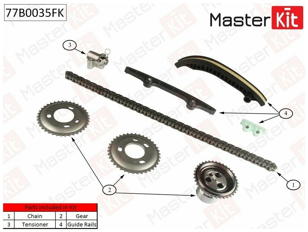 Комплект цепи ГРМ FORD Transit 2.2i Duratorq TC 06-15 77B0035FK