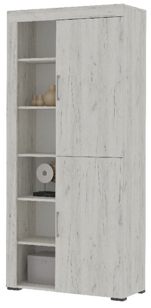 Стеллаж деревянный напольный для книг 90см дуб крафт белый - СМ1068 Спасибо-Мебель