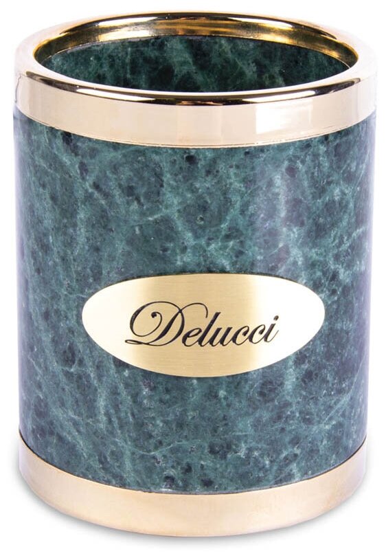 Стакан для карандашей Delucci, зеленый мрамор