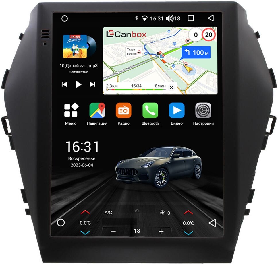 Штатная магнитола Hyundai Santa Fe 3 2012-2018 Canbox M-Line (Tesla) 9.7" 2/32 5620-HY240A Android 10 (4G-SIM, DSP, QLed)