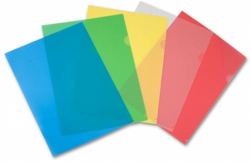 Папка-уголок Бюрократ Economy -E100A тисненый A4 пластик 0.10мм ассорти