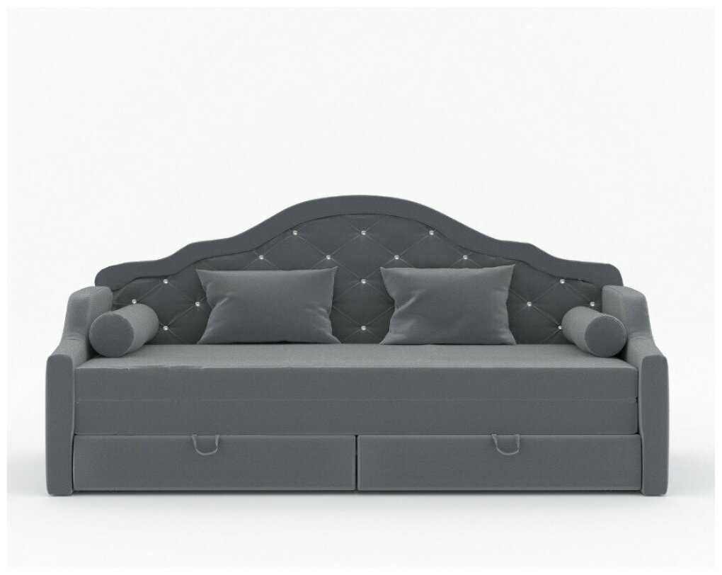 Софа Версаль со стразами фокус- мебельная фабрика 212х103х112 см серый велюр