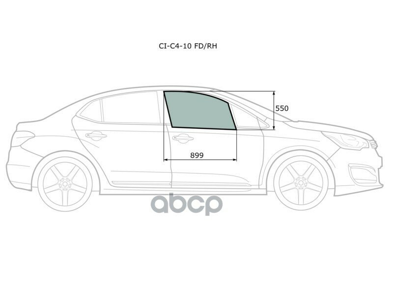 Стекло боковое опускное (Спереди/ Справа/ Цвет зеленый) Citroen C4 04- XYG арт. CI-C4-10 FD/RH