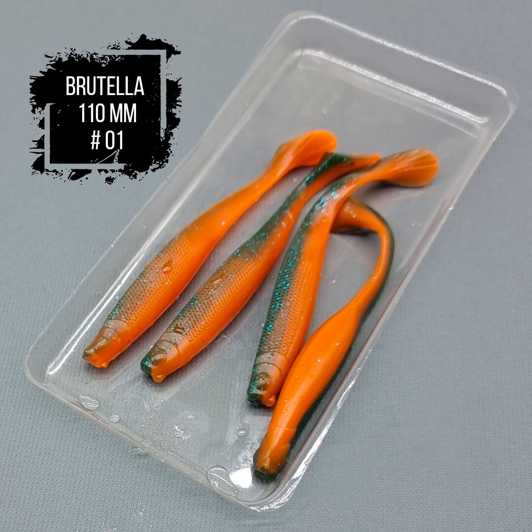 Силиконовая приманка (виброхвост) RIBALUBE BRUTELLA 110мм #01 упаковка 4 шт.