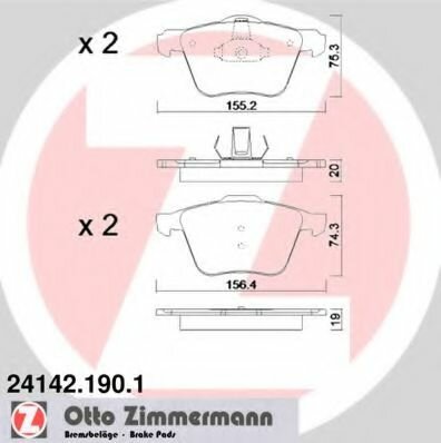 Колодки тормозные, 241421901 ZIMMERMANN 24142.190.1