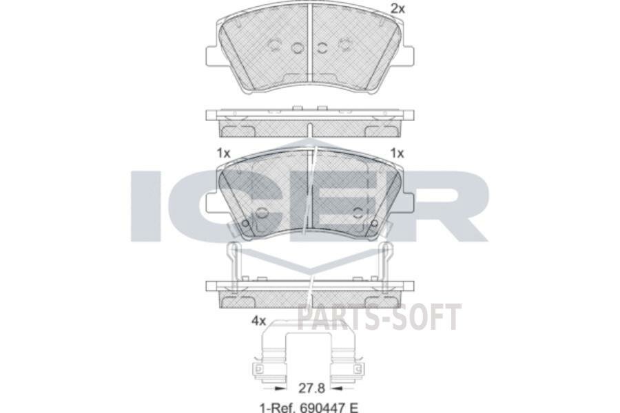 Колодки торм. диск. HYUNDAI ELANTRA Sedan (02/16-) Icer арт. 182314