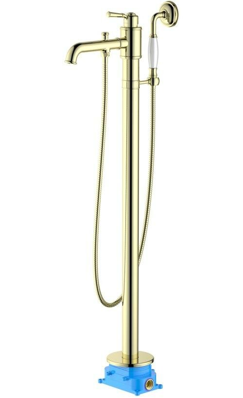 Смеситель для ванны напольный Aquatek Классик AQ1545PG, однорычажное управление, золото