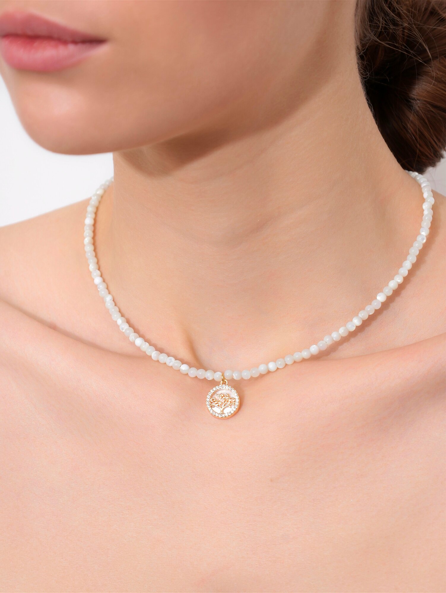 Чокер, фианит, перламутр