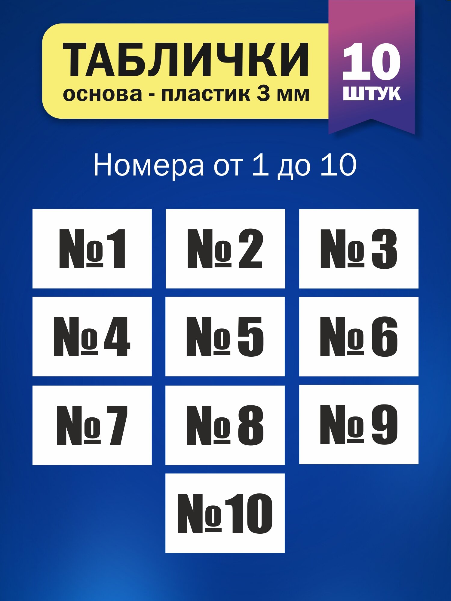 Табличка "Цифры с номером с № 1 до № 10", 10 штук
