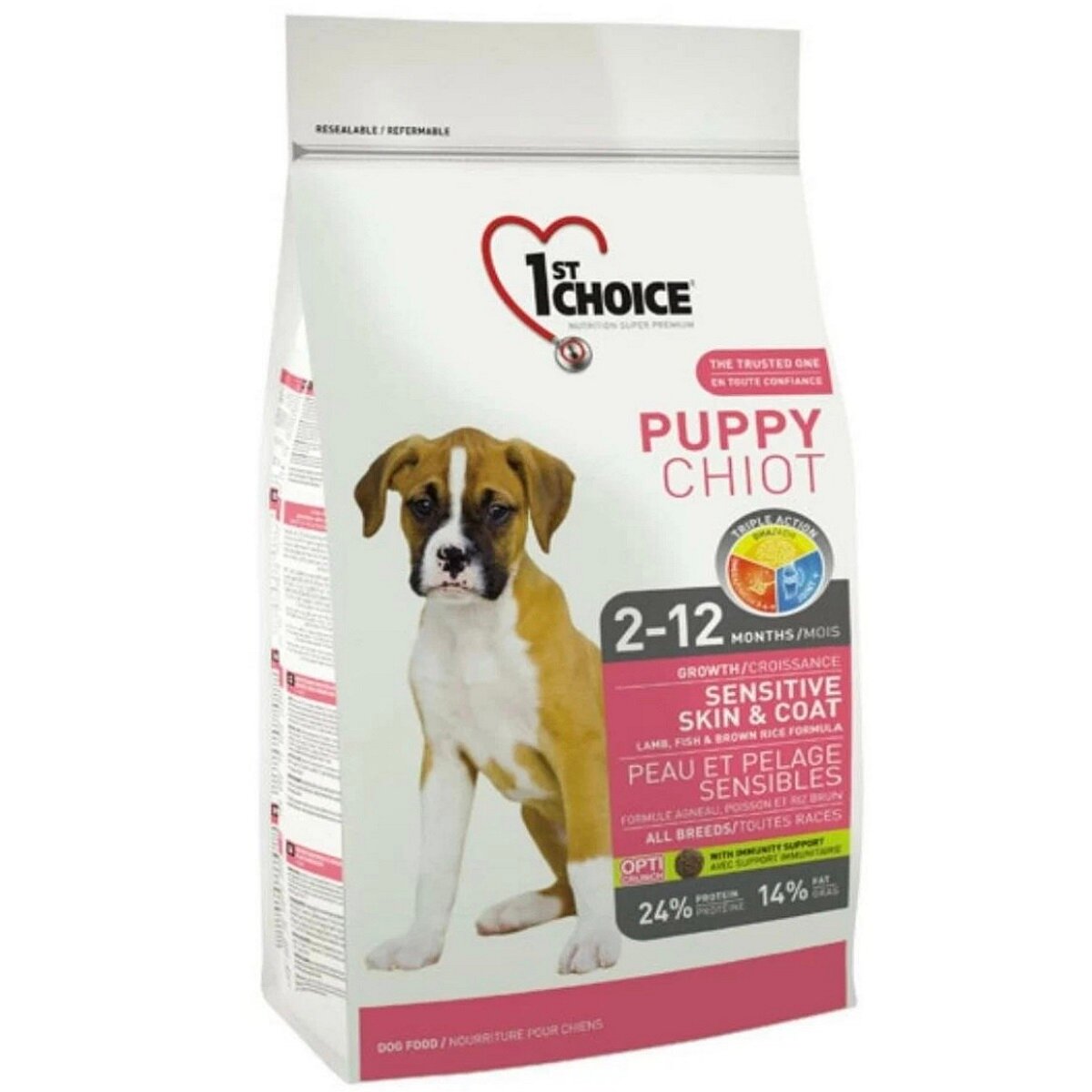 1ST CHOICE корм сухой для щенков с чувствительной кожей и шерстью ягненок с рыбой и рисом 2,72кг