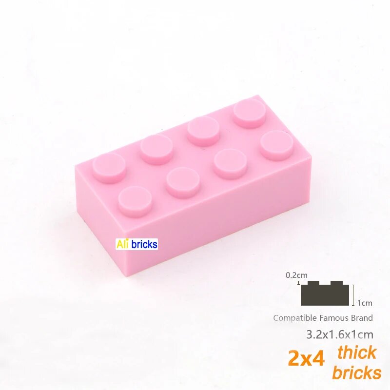Розовый конструктор 2x4, 300шт