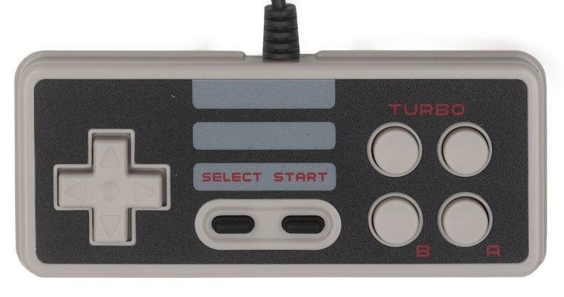 Геймпад проводной 8 bit NES Controller узкий разъем 9 Pin Прямоугольный Серый/Черный