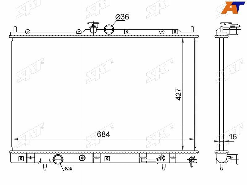 . SAT Радиатор охлаждения двигателя для Mitsubishi Delica 97-07 / Outlander 02-09