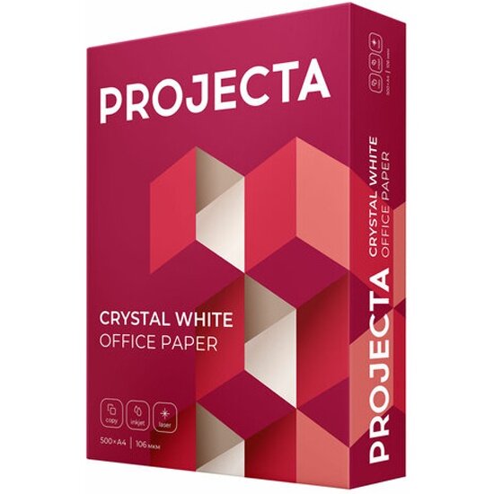 Бумага офисная Projecta А4, 80 г/м2, 500 л, марка А, ULTRA, Россия, 162% (CIE)