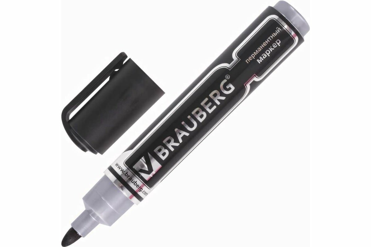 BRAUBERG Neo Перманентный маркер черный утолщённый круглый 5 мм с клипом 150480