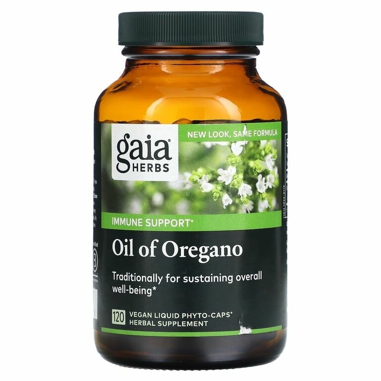 Gaia Herbs, Масло орегано, 120 вегетарианских жидких фито-капсул