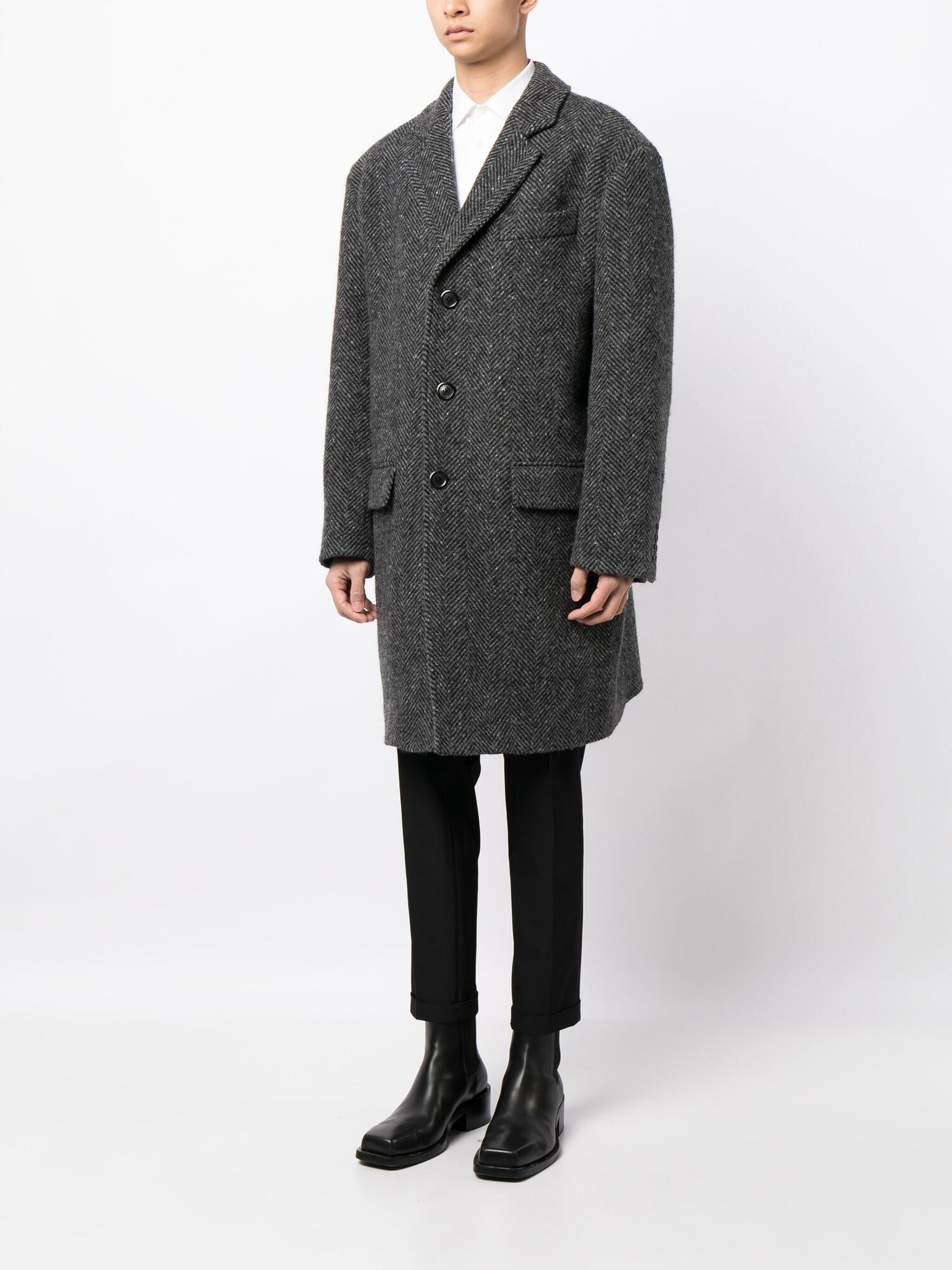 Пальто MOSCHINO Slogan-print wool peacoat, размер 48, black / black — фото 1