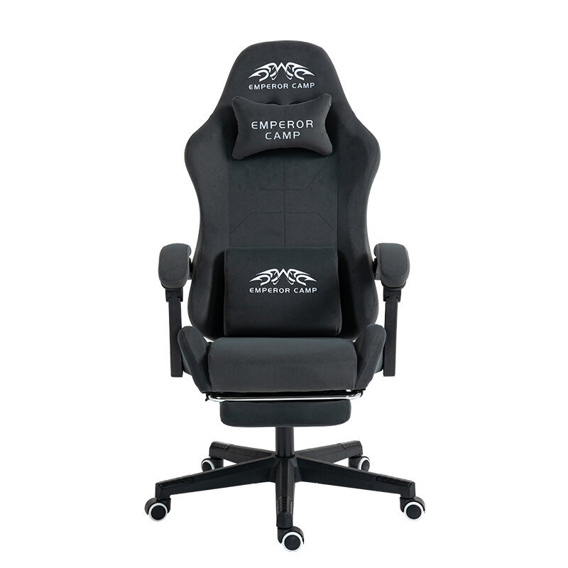 Кресло Стулово игровое велюр серое с подставкой для ног