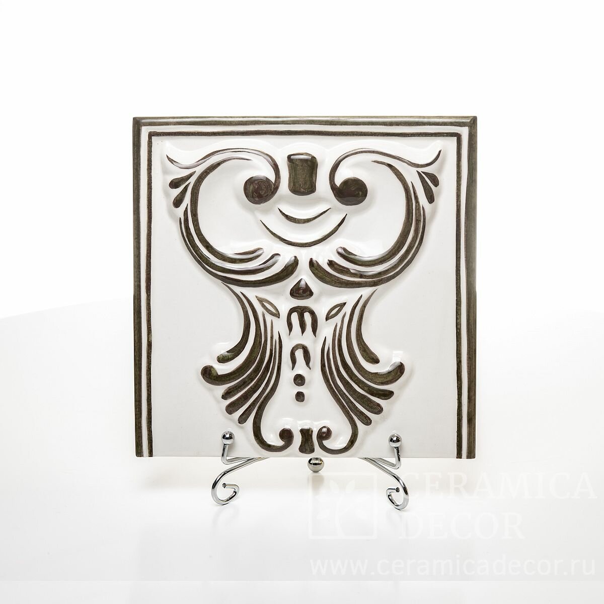 Изразец из составного декора (1-5) Альбион в росписи Тёмная Олива