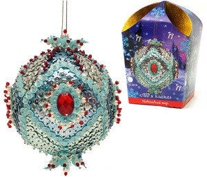 **НГ Набор д/творч(ВолшМастерская) Новогодний шар из пайеток Лед и пламя [пенопласт. шар, пайетки, бусины, бисер, ленты, тесьма, шнур, гвоздики-булавки] (ШП-39) (от 8 лет)