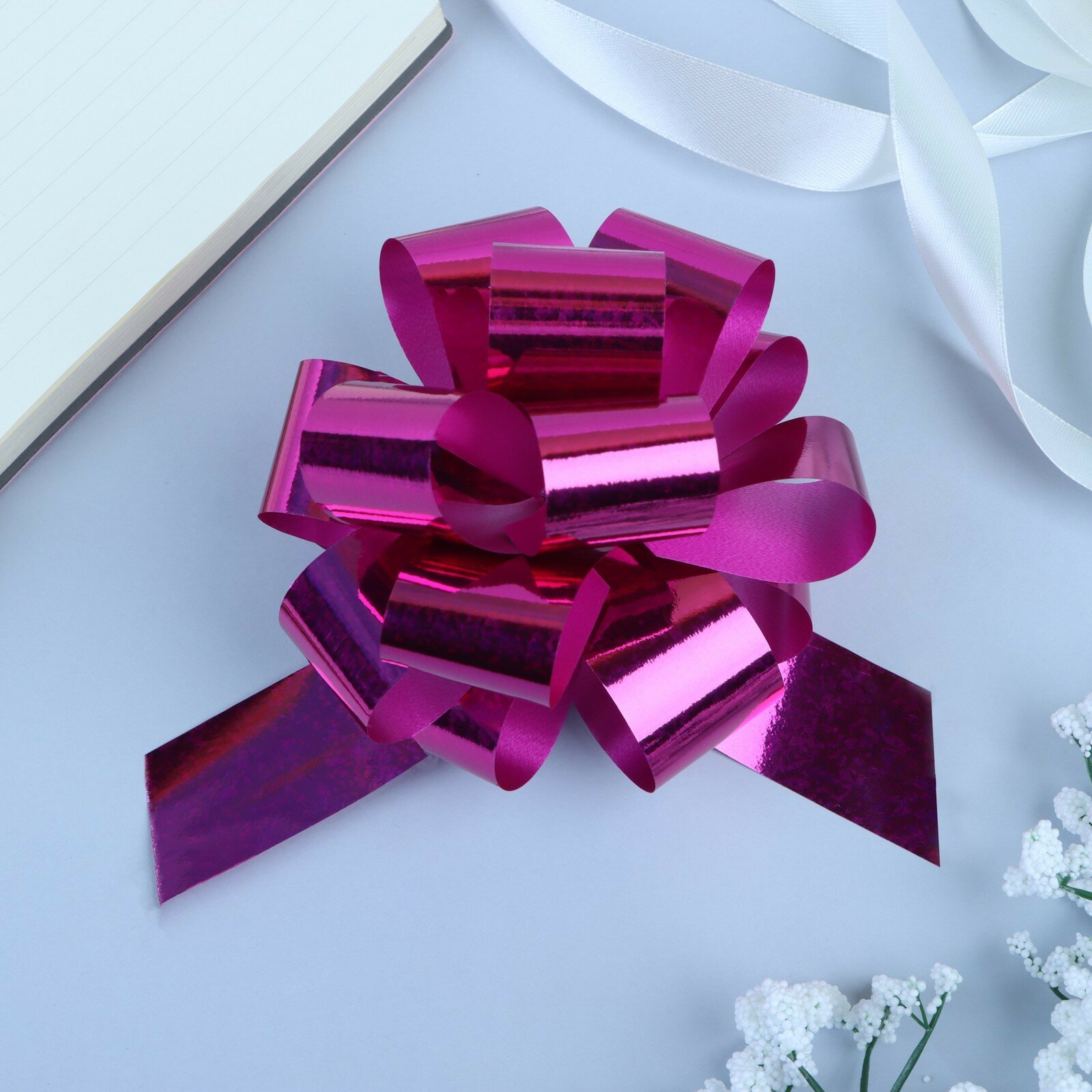 Бант-шар №3 голография, цвет розовый, 817814