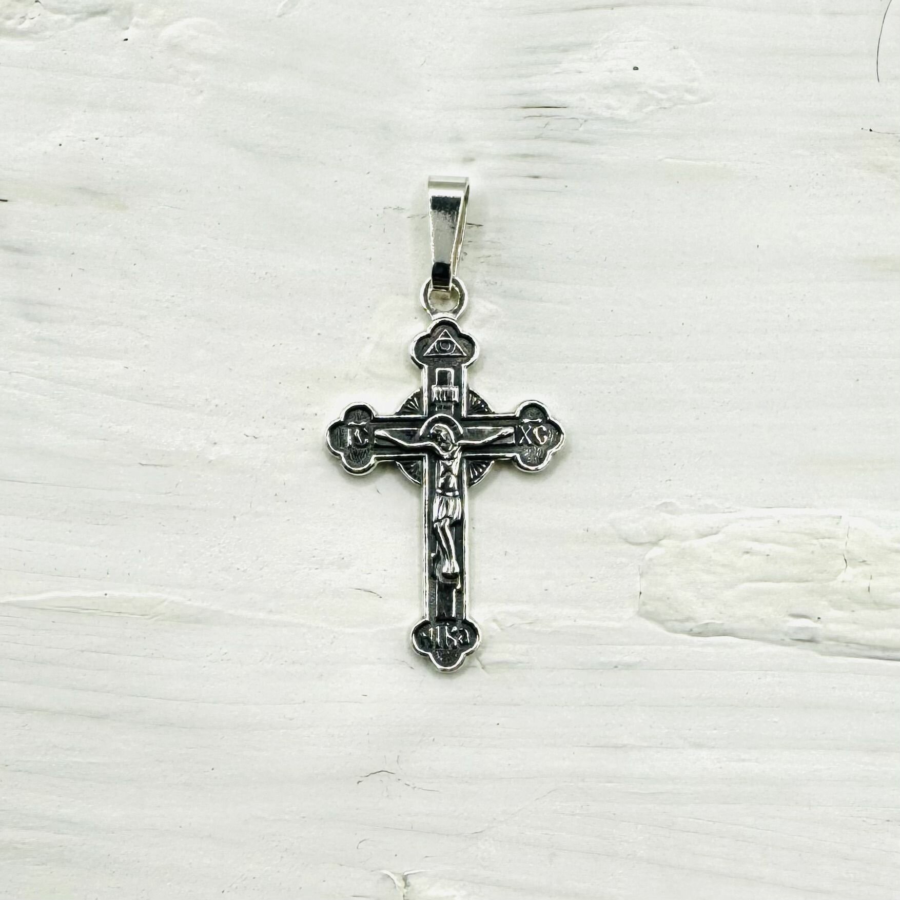 Крестик, серебро, 925 проба, чернение