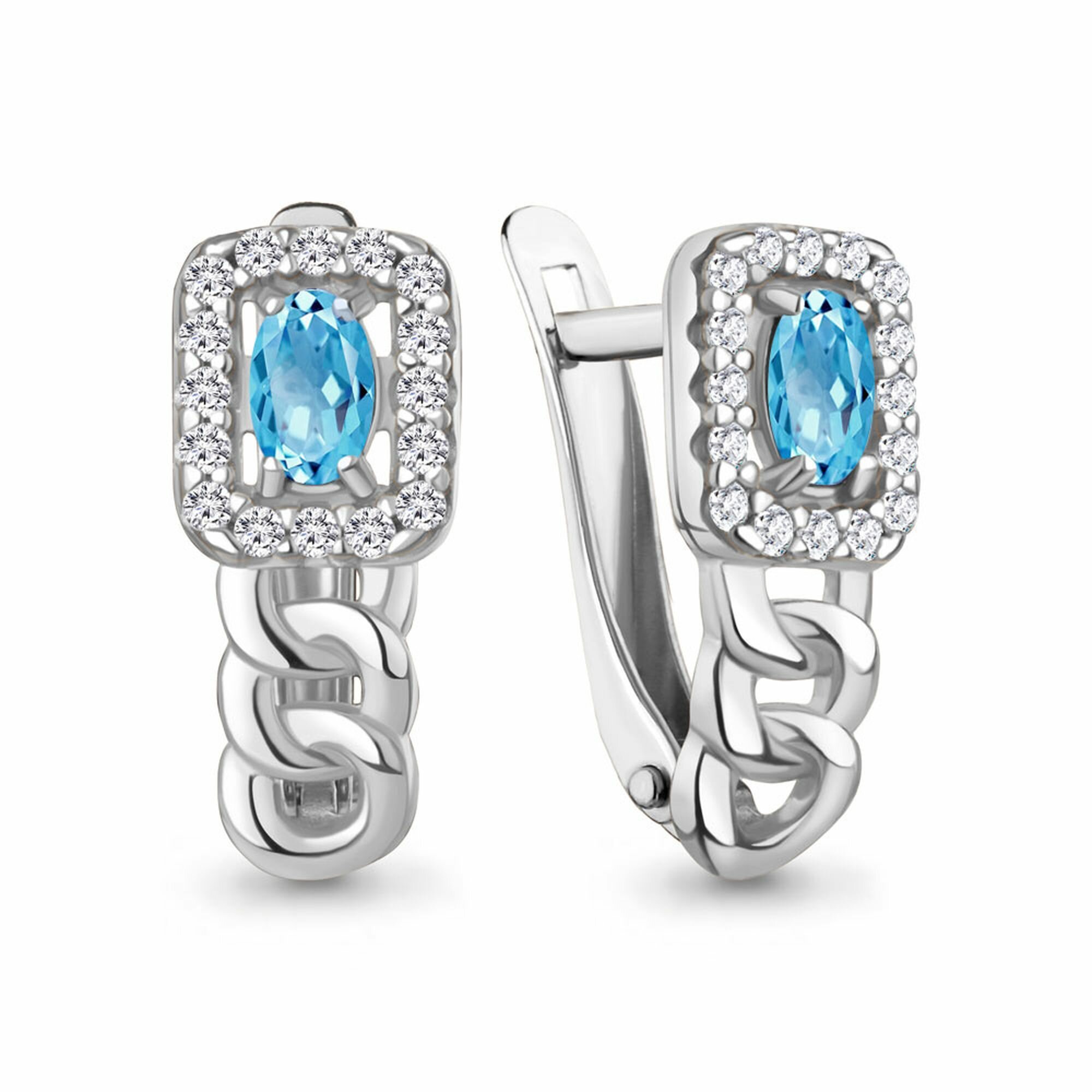 Серьги, серебро, 925 проба, родирование, фианит, топаз