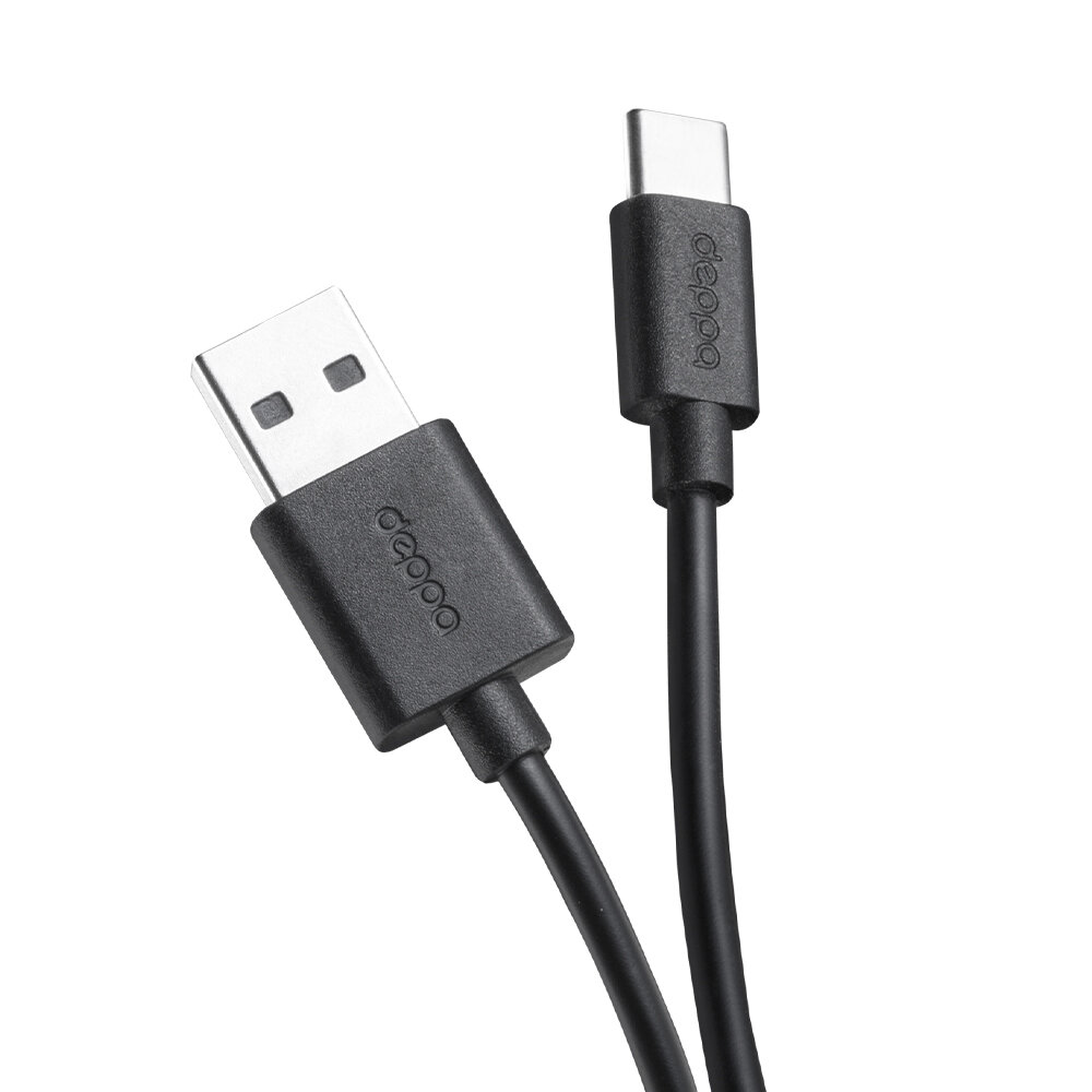 Кабель для телефона Classic Cable USB-A – Type-C, USB 2.0, 2.4A, 1.2 м, черный, Deppa 72301-OZ/ Без заводской упаковки