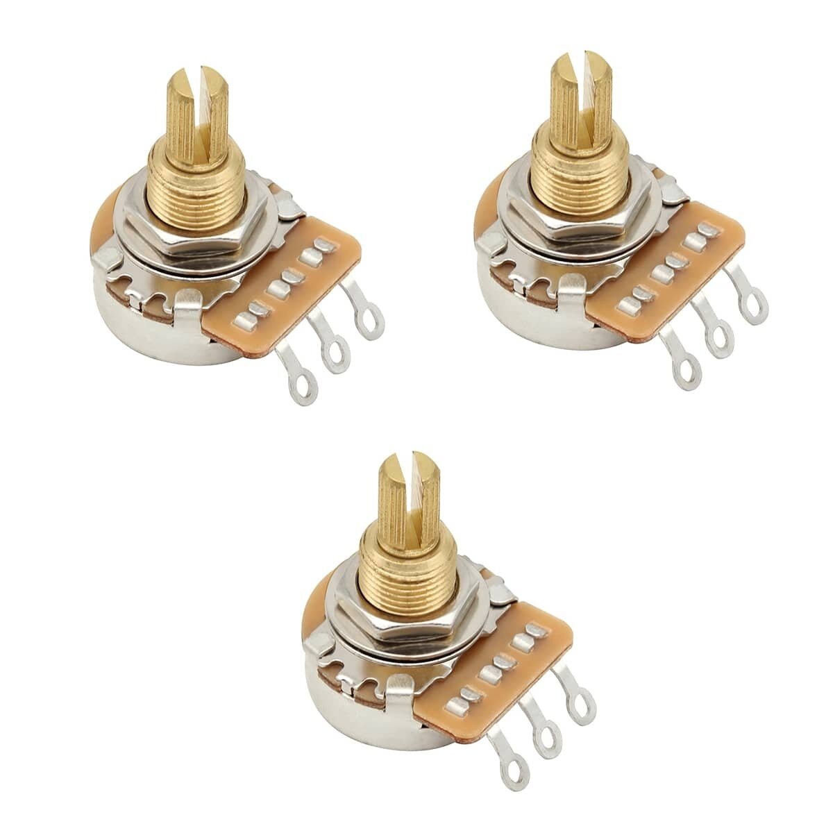 Набор из 3-х потенциометров для гитар типа Stratocaster SSS Parts CTS Copy B250K, длина резьбы 9.5 мм