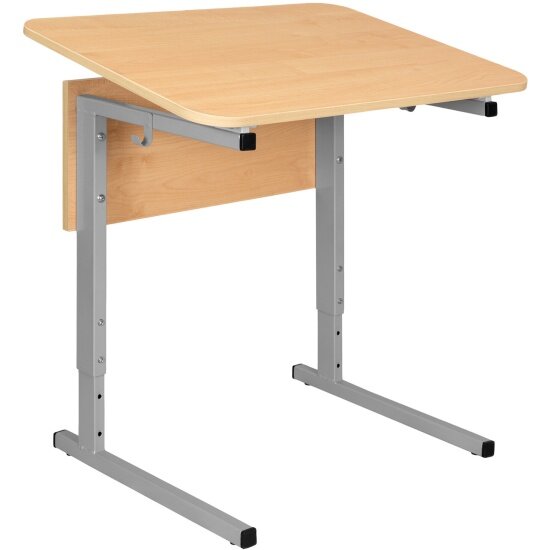 Стол-парта Дэми 1-местный, регулируемый угол, СУТ.54-01, 600х500х520-640 мм, рост 2-4, серый каркас, ЛДСП клён