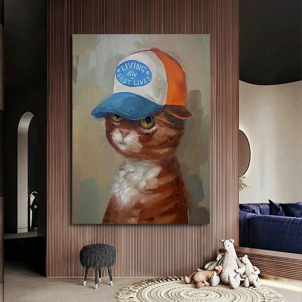 Картина кот на стену, милые животные, 60х80 см.