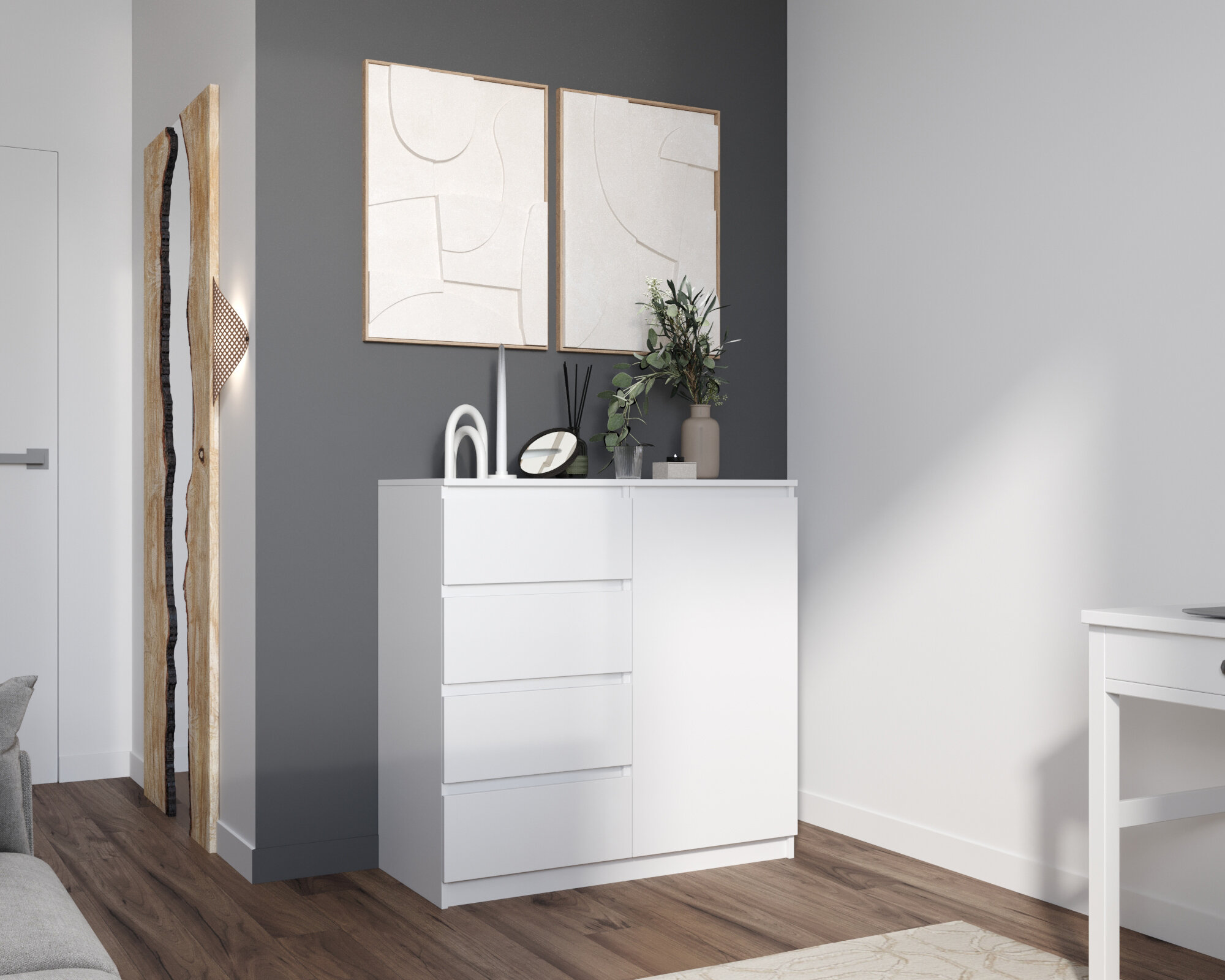 Комод с выдвижными ящиками Мебель на Руси "Челси 5" 100х100х45 Белый