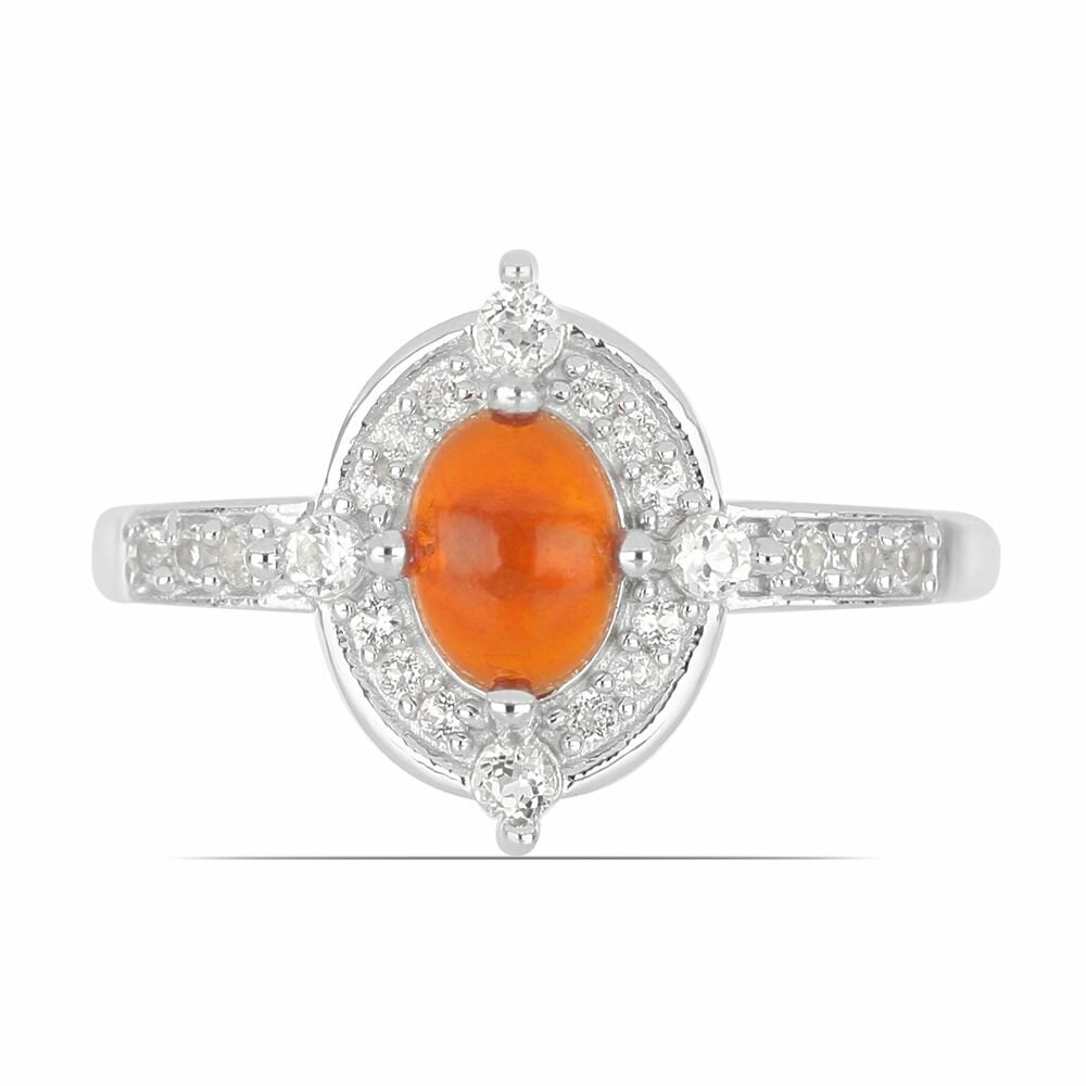 Кольцо, серебро, 925 проба, родирование, опал, топаз