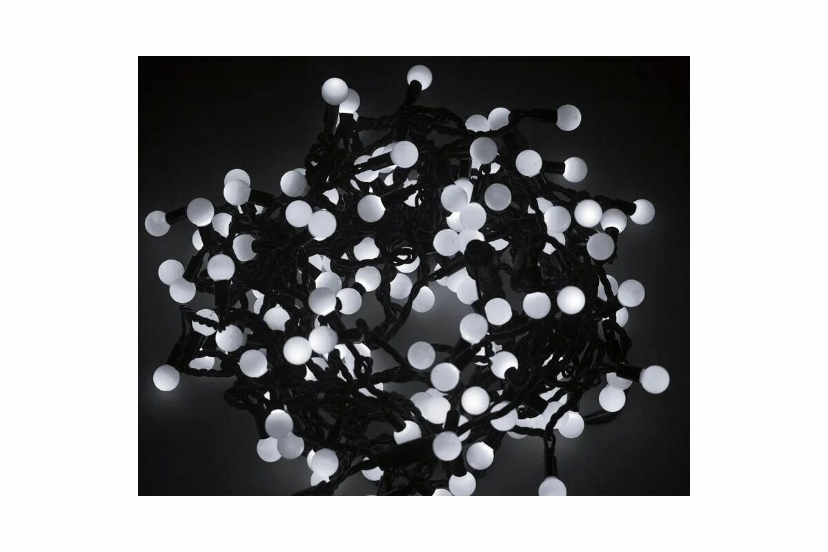 Гирлянда Neon-Night Мультишарики диаметр 17.5 мм, 20м, 200 LED Белые, черный ПВХ 303-505