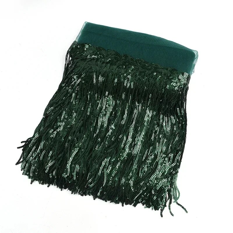 Изумрудная лента с бахромой и пайетками, 10Yards, 7Green