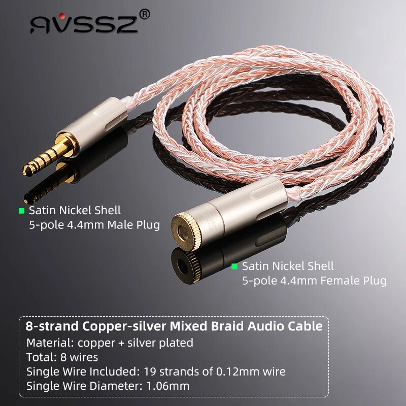 AVSSZ Аудиокабель 4.4 мм (M-F) 1 м, Satin Nickel