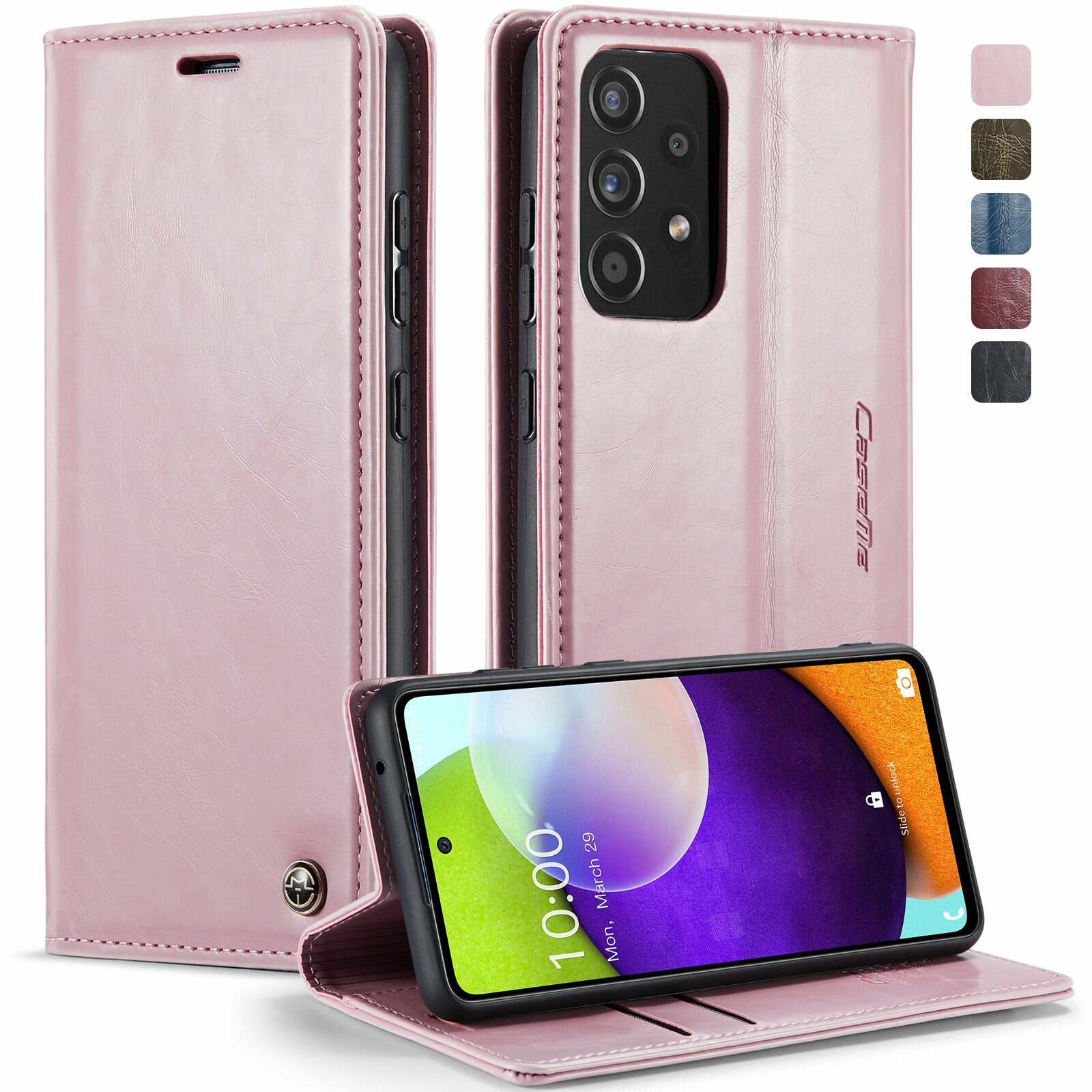 CaseMe Кожаный книжка чехол для Samsung Galaxy A52 / A52S (A525 A528)/ Самсунг А52 А52s А525 А528 с визитницей из экокожи