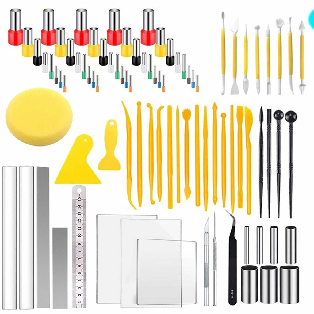 1 набор из 87 предметов, мягкие глиняные глиняные куклы, круглая доска для уплотнения глины своими руками, скребок, инструмент для лепки из глины