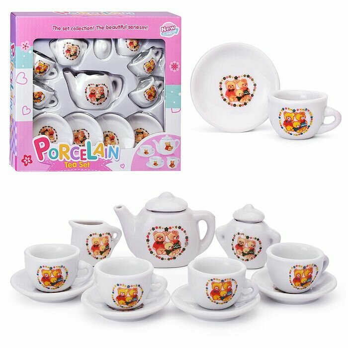 Набор игрушечной посуды "Медвежата" 10 предметов. Керамика. 808-D42 UralToys
