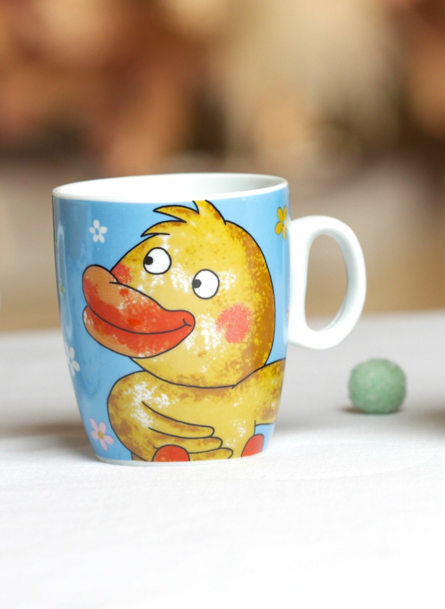 Чашка детская / кружка для детей фарфоровая федерация, 200 мл, утенок, синяя, желтая.