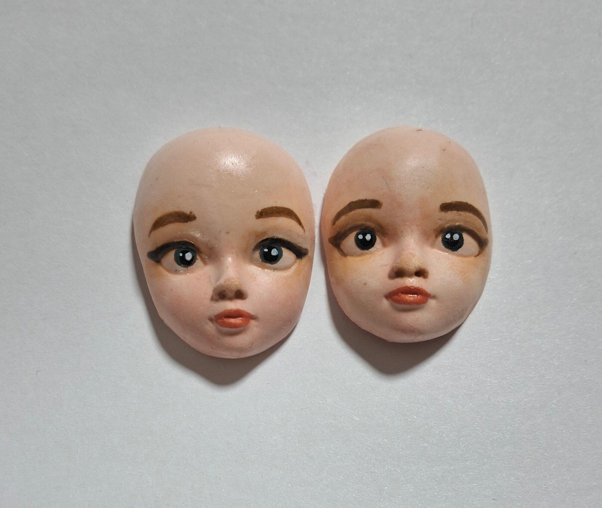 Набор лиц - 2 шт, для ватной игрушки, раскрашенные, ручная работа